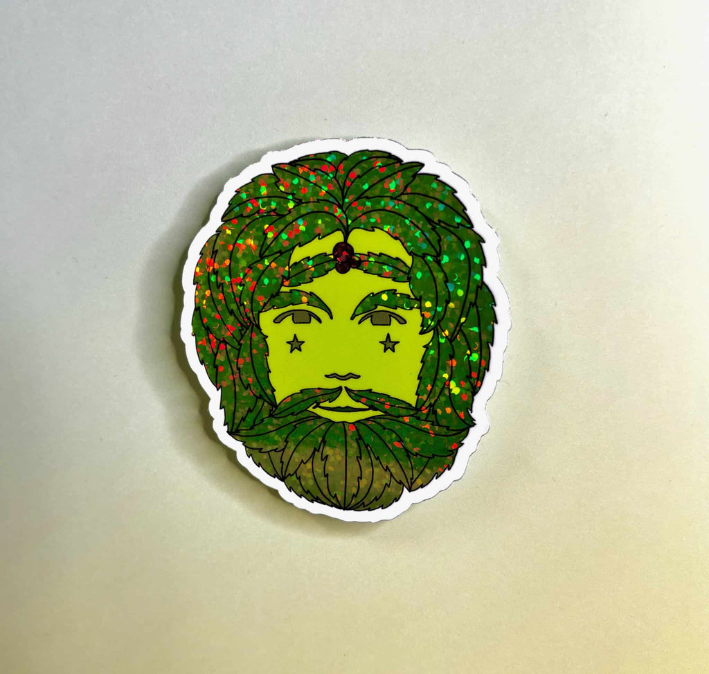 Green Man Glitter Sticker by Astral Weekend | 3 Inch Sticker – The Boho ...