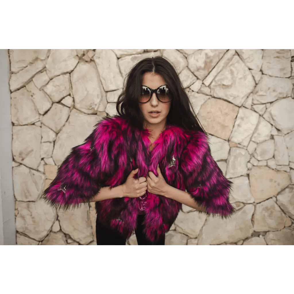 Faux Fur Jacket In Monster Pink By Jennafer Grace - Coats & Jackets ...